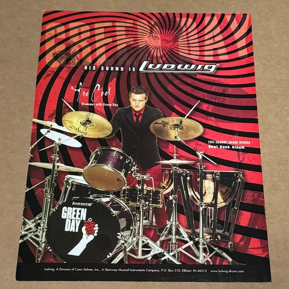 Ludwig | Other | Tre Cool Of Green Day Ludwig Drums 205 Print ...